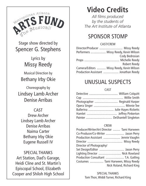 Full list of credits for each film (PDF) - Metropolitan Atlanta Arts Fund