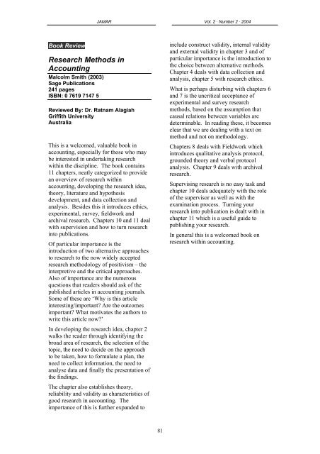 Research Methods in Accounting by Malcolm Smith