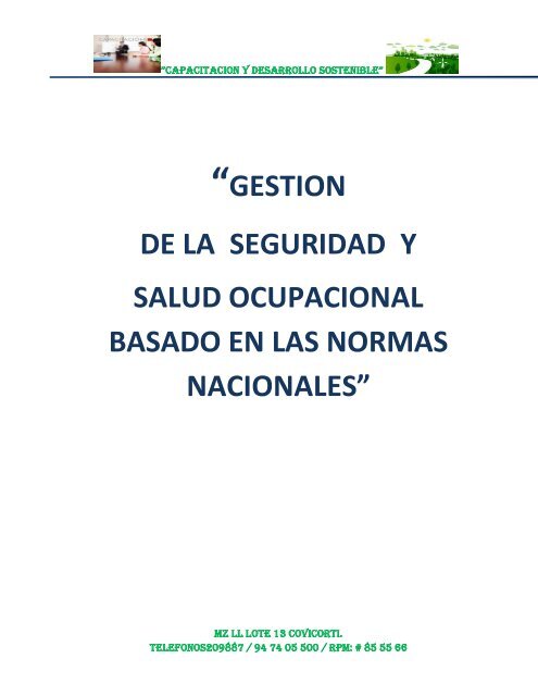 gestion de la seguridad y salud ocupacional basado en las normas ...