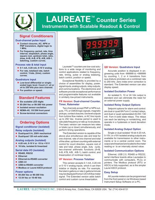 Counter / Timer Brochure - Laurel Electronics