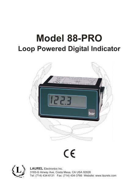 Model 88-PRO Loop Powered Digital Indicator - Laurel Electronics