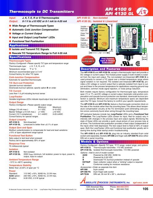 API 4100 G API 4130 GL - Absolute Process Instruments