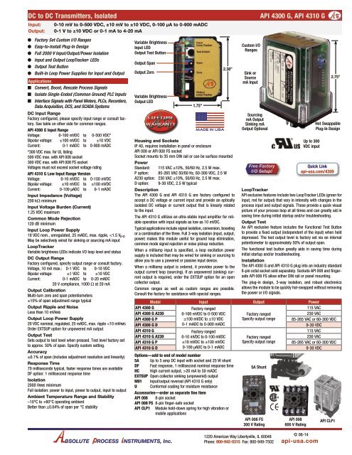 API 4300 G - Absolute Process Instruments