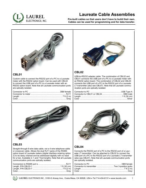 Laureate Cable Assemblies - Laurel Electronics