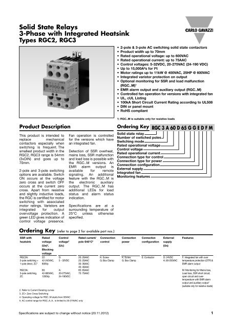 Solid State Relays 3-Phase with Integrated Heatsink - Carlo Gavazzi ...
