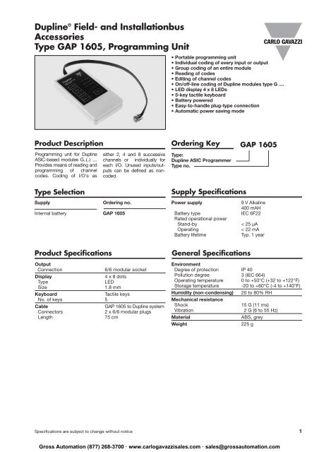 Hand Held Programmer - Carlo Gavazzi