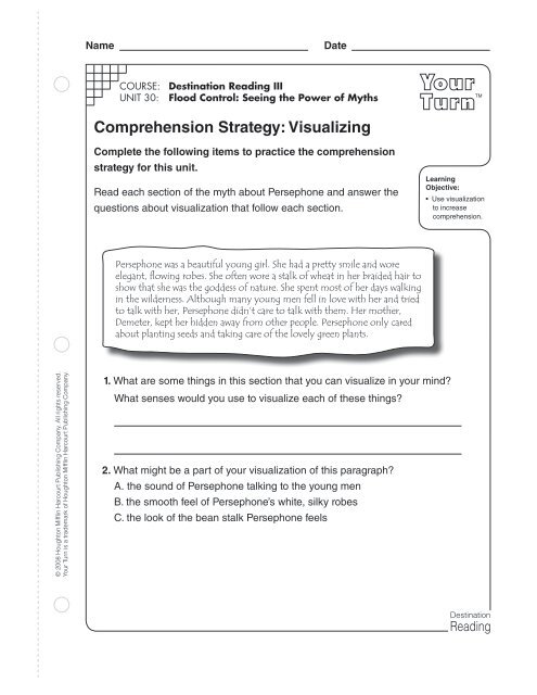 Comprehension Strategy: Visualizing - Houghton Mifflin Harcourt