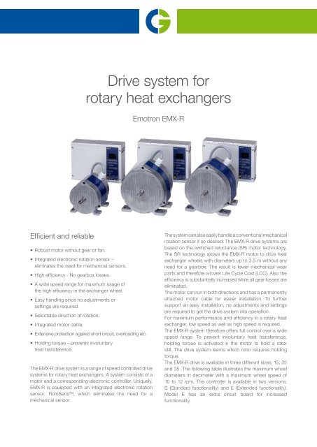 Drive system for rotary heat exchangers - Emotron
