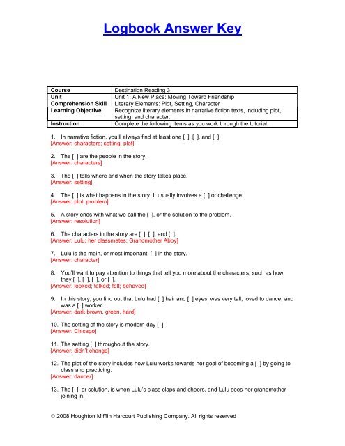 Logbook Answer Key Houghton Mifflin Harcourt Logbook Answer Key Houghton Mifflin Harcourt