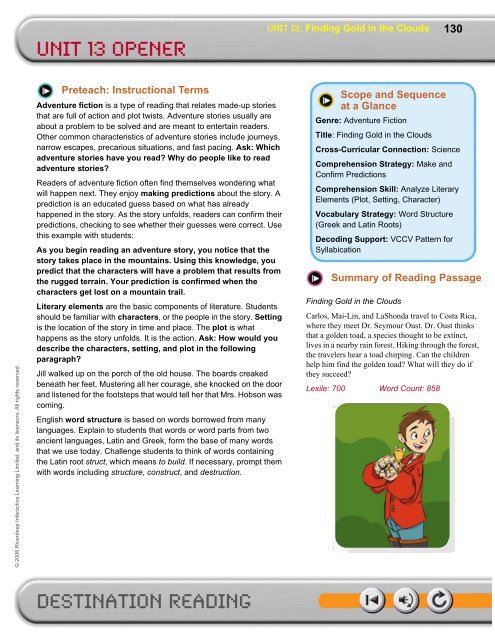 DESTINATION READING UNIT 13 OPENER