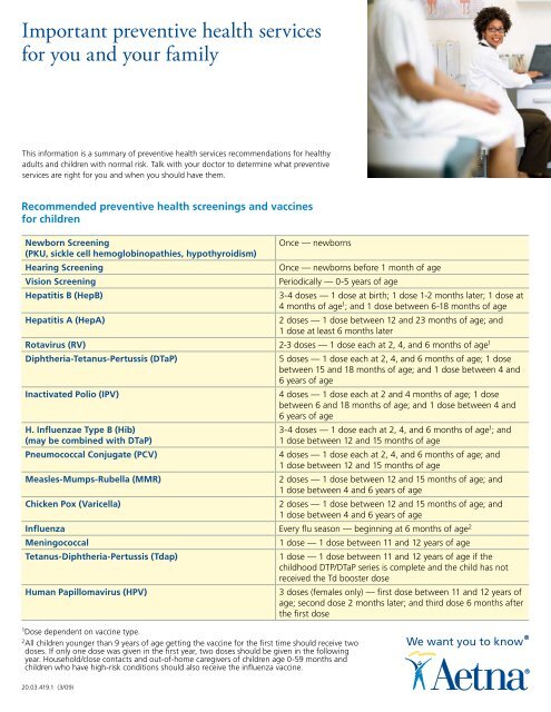 Aetna Preventive Care Guide - Bendix