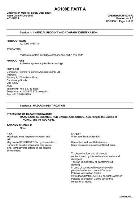 AC100E - Part A - Everitt Site Supplies