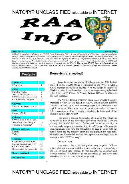 NATO/PfP UNCLASSIFIED INTERNET NATO/PfP UNCLASSIFIED INTERNET