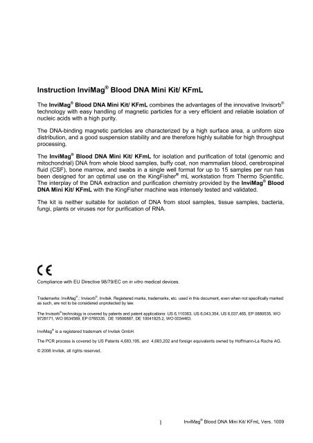 Instruction InviMag® Blood DNA Mini Kit/ KFmL