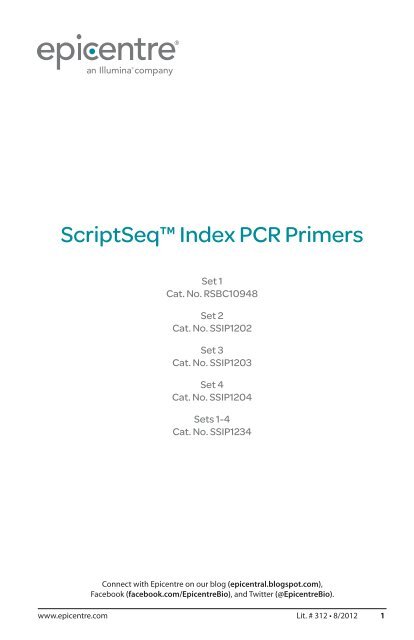 Protocol for ScriptSeqâ ¢ Index PCR Primers