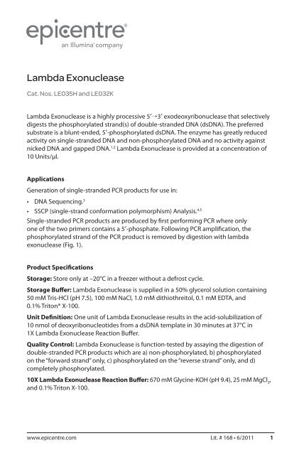 Protocol for Lambda Exonuclease