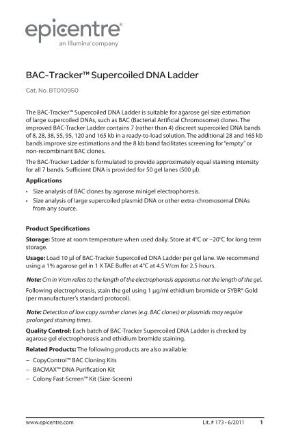 Protocol for BAC-Trackerâ ¢ Supercoiled DNA Ladder