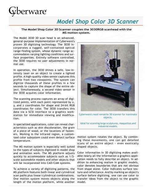 Model Shop Color 3D Scanner - Cyberware