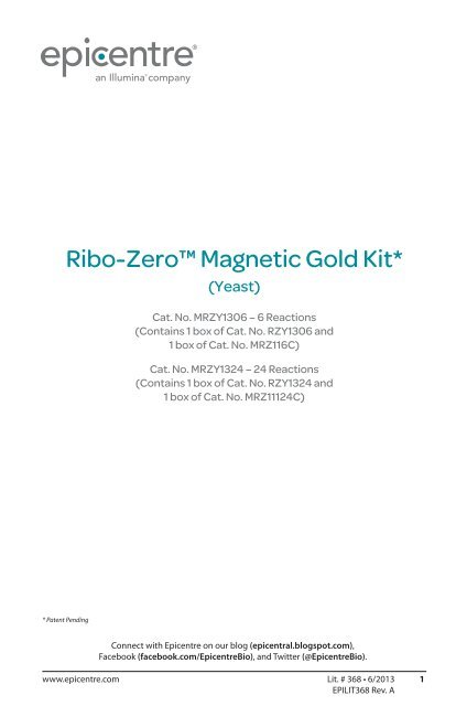 Protocol for Ribo-Zeroâ ¢ Magnetic Gold Kit (Yeast)