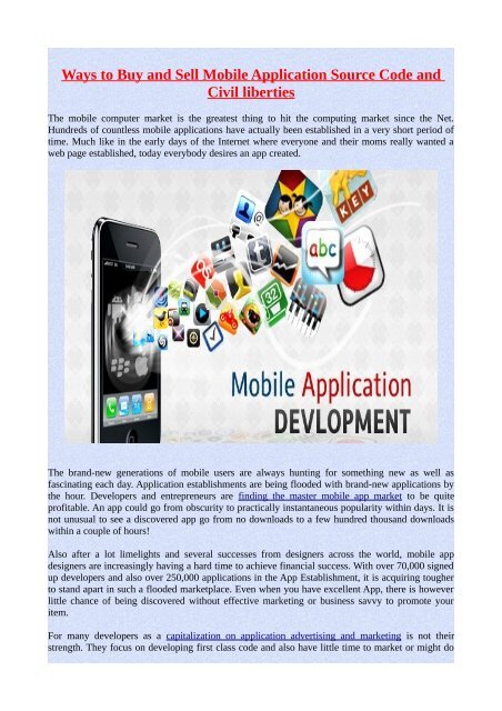Ways to Buy and Sell Mobile Application Source Code and Civil liberties