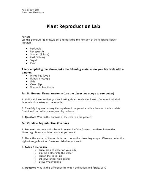 Plant Reproduction Lab - Arapahoe High School