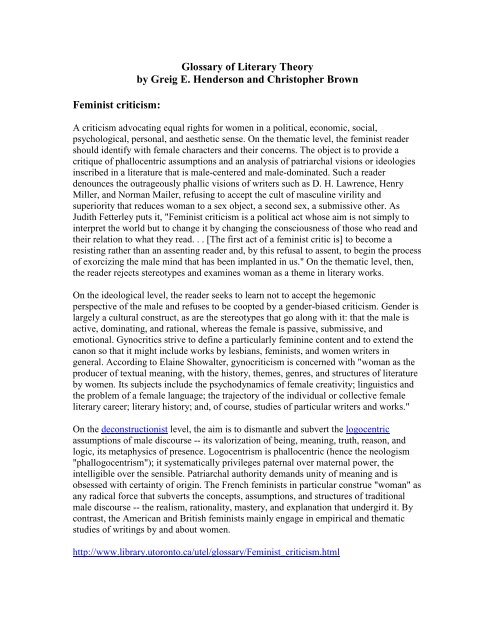 Glossary of Literary Theory - Arapahoe High School