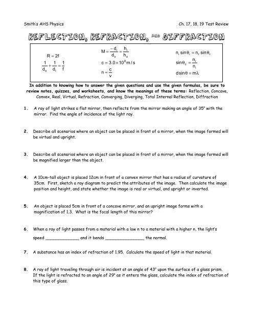 Reflection, Refraction, and Diffraction - Arapahoe High School