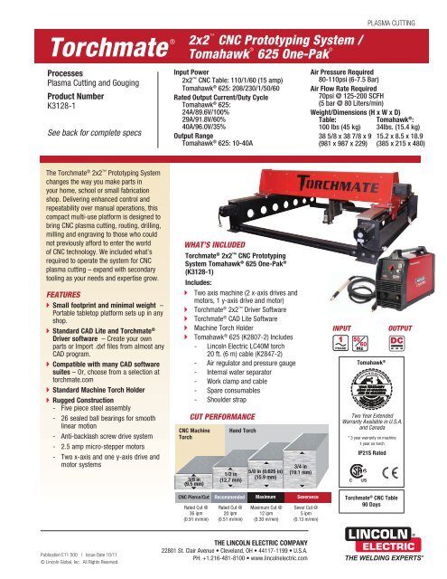 Torchmate 2x2 CNC Prototyping System Product Info - Lincoln Electric