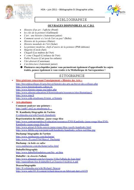 BIBLIOGRAPHIE ET SITOGRAPHIE - Académie de Nancy-Metz