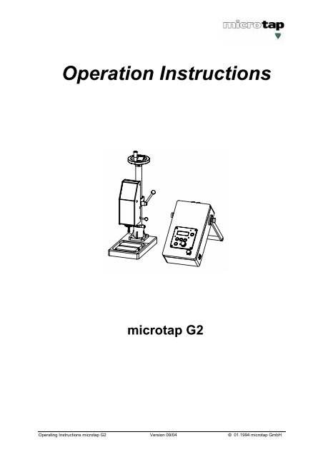 Operation Instructions - microtap GmbH