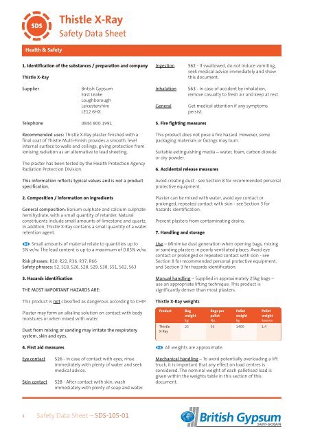 Thistle X-Ray Safety Data Sheet - Trademate Home Page