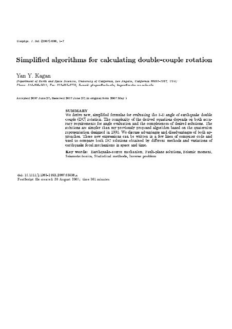 Simpli Ed Algorithms For Calculating Double Couple Rotation 5065