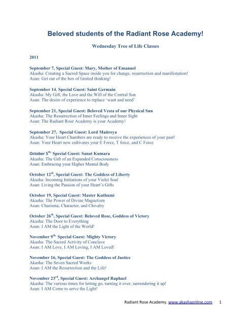 Beloved students of the Radiant Rose Academy!