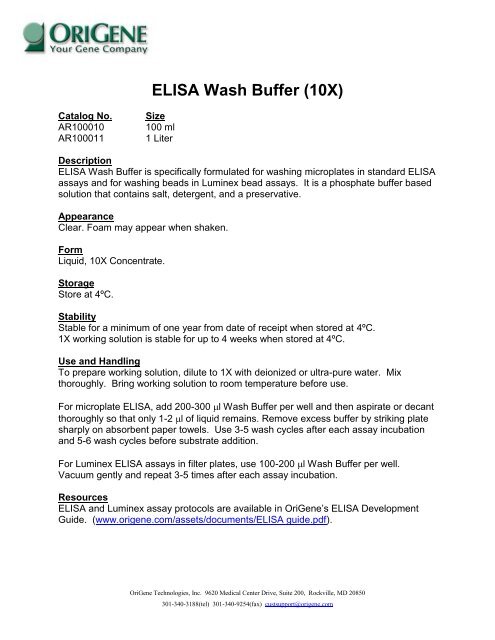 ELISA Wash Buffer (10X) - OriGene