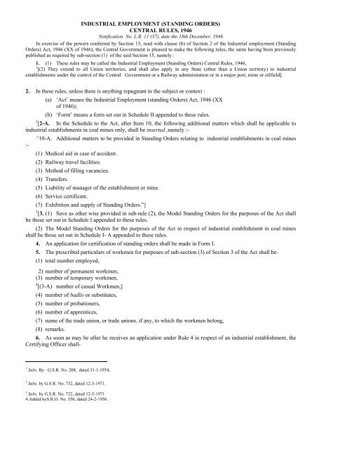 Industrial Employment (Standing Orders) - Department of Labour ...