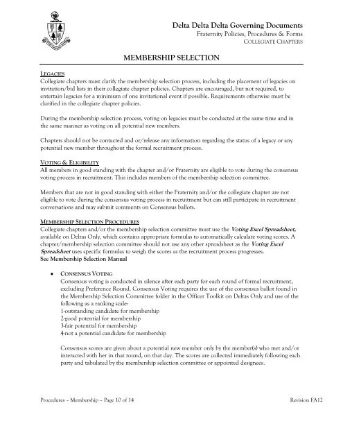 Membership Procedures - Tri Delta