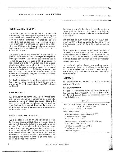 La Goma Guar Y Su Uso En Alimentos
