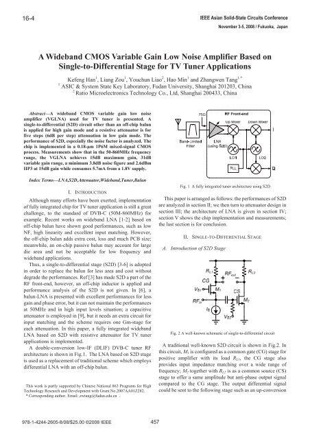 A Wideband CMOS Variable Gain Low Noise Amplifier Based on ...
