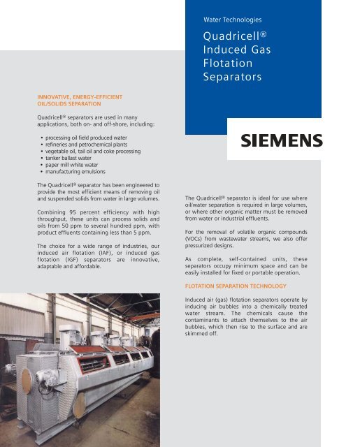 QuadricellÂ® Induced Gas Flotation Separators