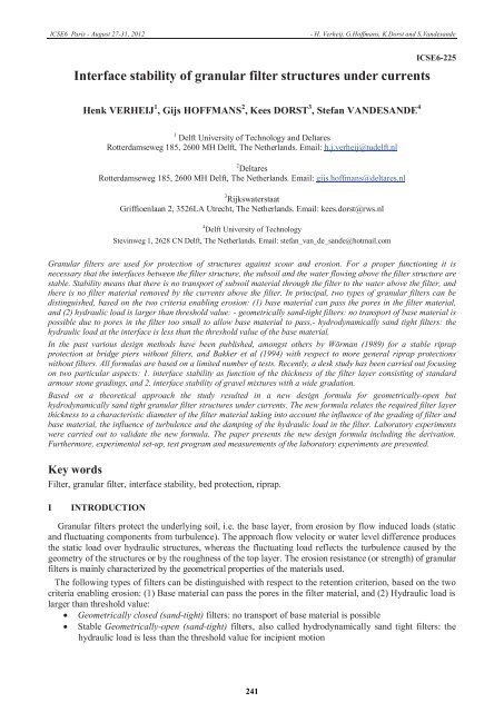 Interface stability of granular filter structures under currents