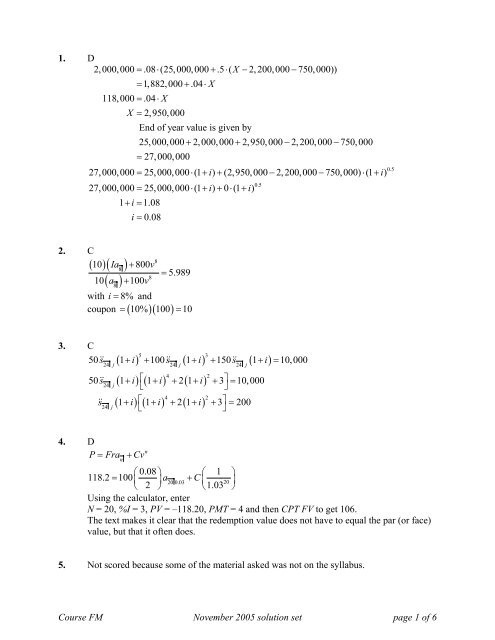 Exam FM/2 Solutions