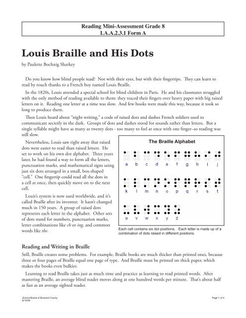 Louis Braille and His Dots