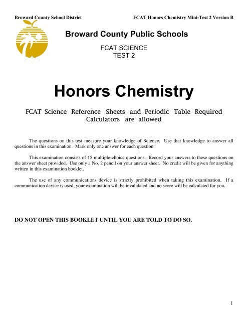Honors Chemistry
