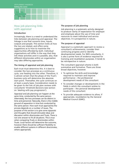 How job planning links with appraisal - NHS Employers