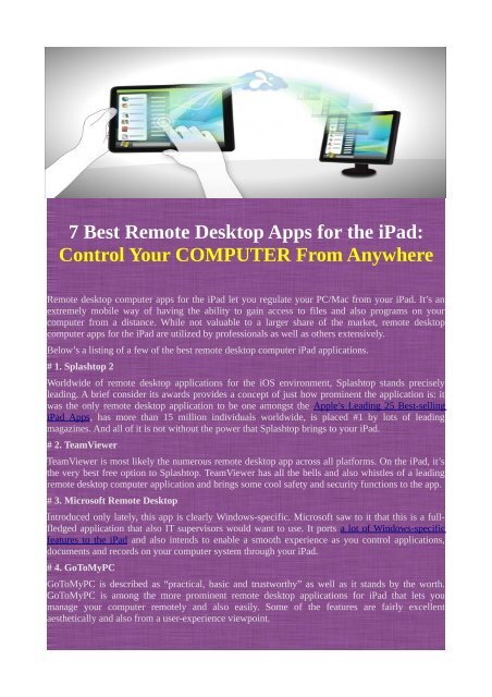 7 Best Remote Desktop Apps for the iPad: Control Your COMPUTER From ...