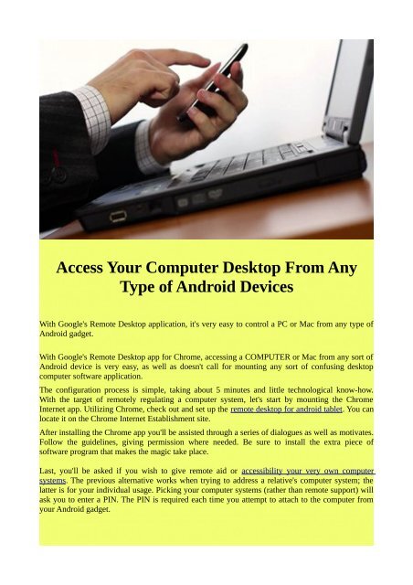 Access Your Computer Desktop From Any Type of Android Devices