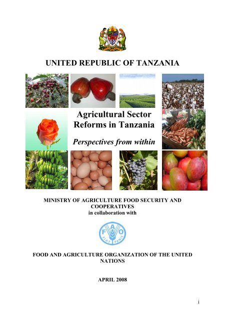 Agricultural Sector Reforms in Tanzania - Ministry Of Agriculture ...