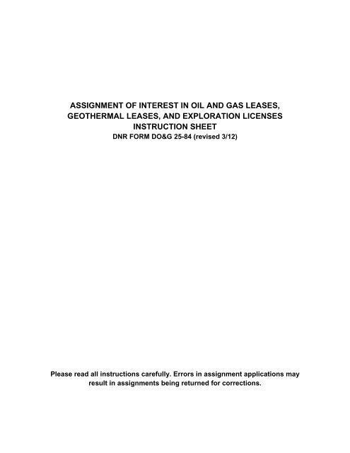 assignment of interest in oil and gas leases, geothermal leases, and ...