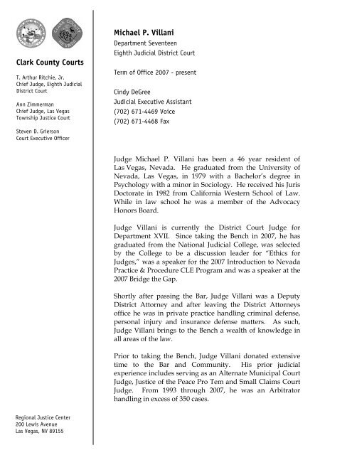 Michael P. Villani - the Clark County Courts in Las Vegas
