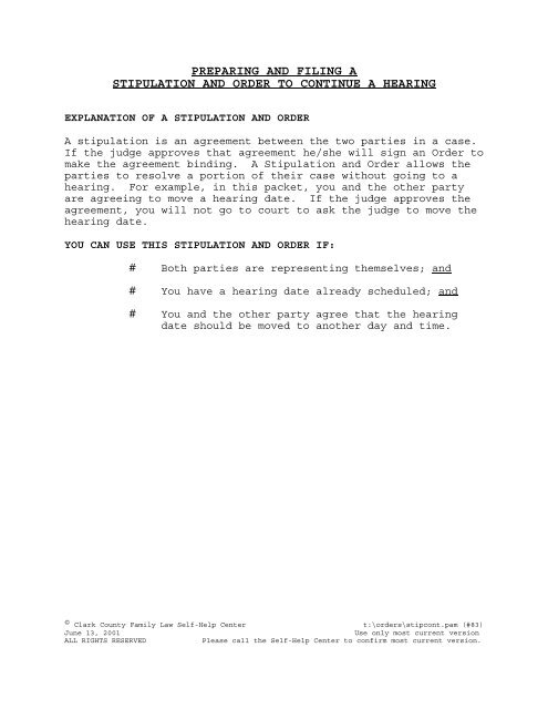 preparing and filing a stipulation and order to continue a hearing